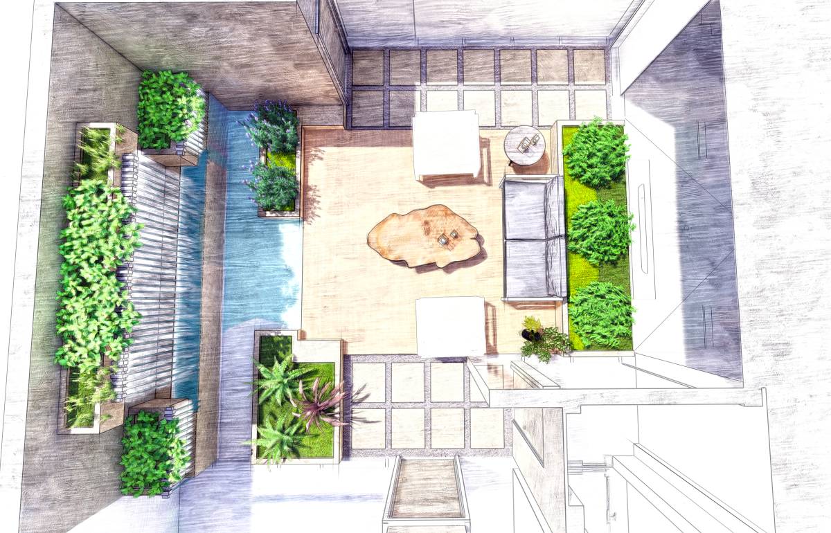 Design project for Design 3 courtyard spaces in one modern villa in ...