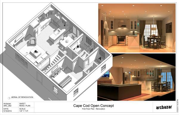 Design project for 1st Floor Cape Cod Open Concept in United States ...