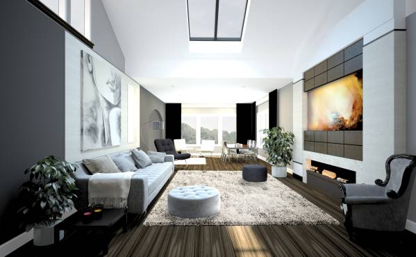 Design project for Living Room Linear Fireplace Wall in United States ...