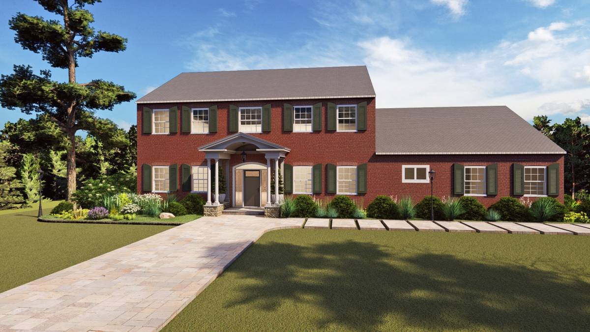 Design project for Red brick colonial: Front Portico Addition in United ...