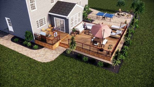 Design project for Deck connecting walk/house to patio in United States ...