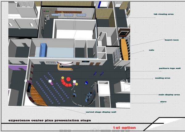 Design project for Experience center plus presentation stage in old ...