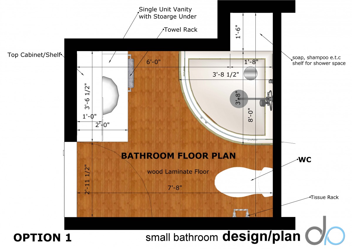 Design project for Small Bathroom Design/Plan in United States | Arcbazar
