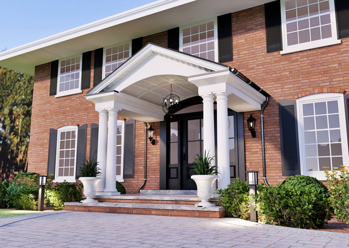 Design project for Red brick colonial: Front Portico Addition in United ...