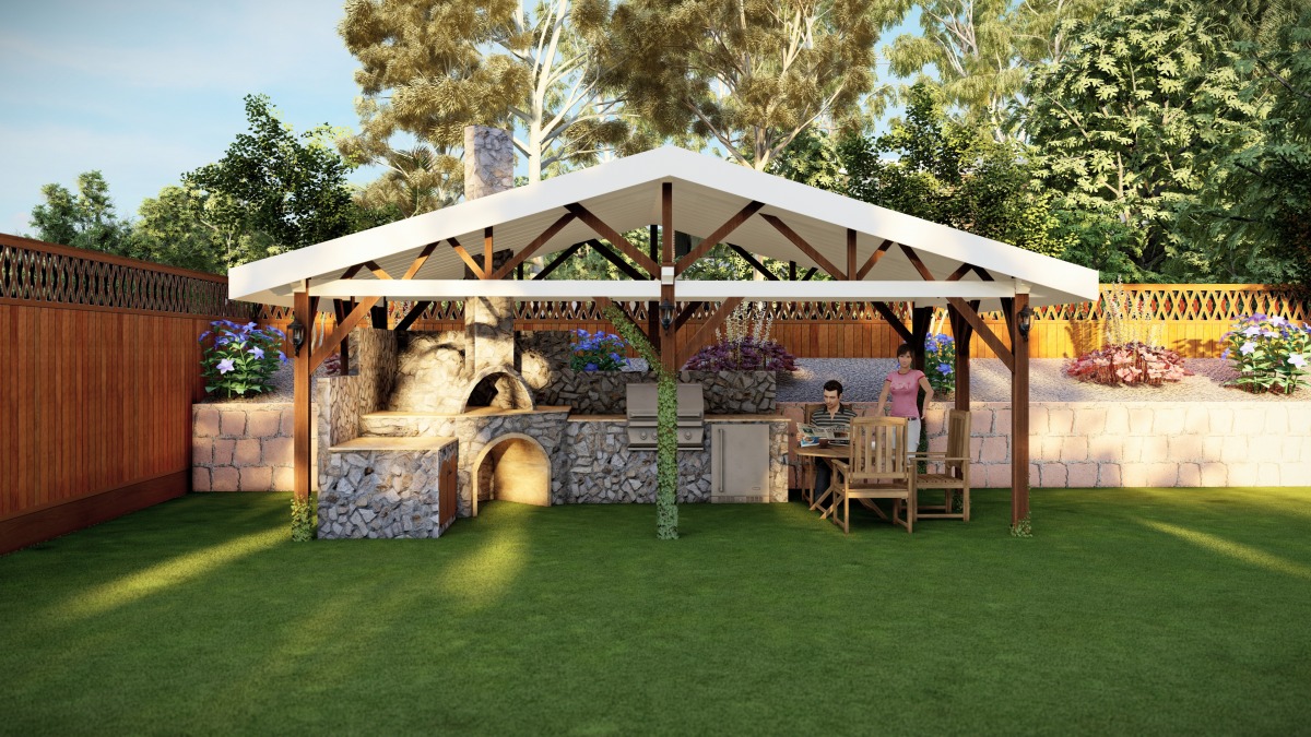 Design project for Backyard design including patio, pergola, ann ...