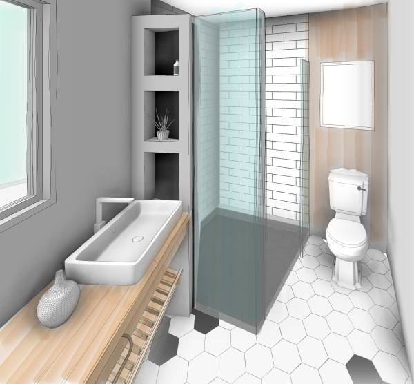 Design project for Awkward Shaped Small Bathroom remodel in United ...
