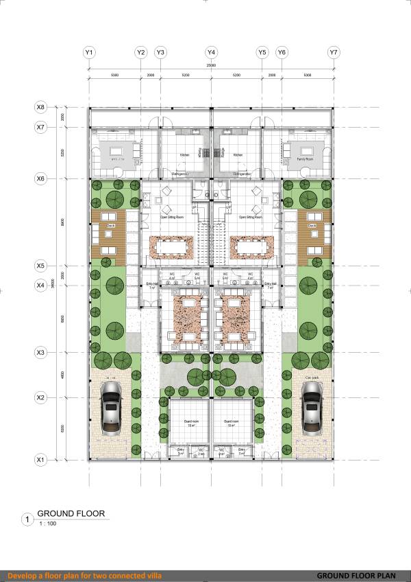 Design project for Develop a floor plan for two connected villa in ...