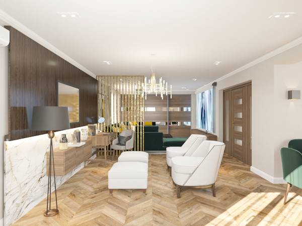 Design project for Living room with kitchen interior design in Estonia ...