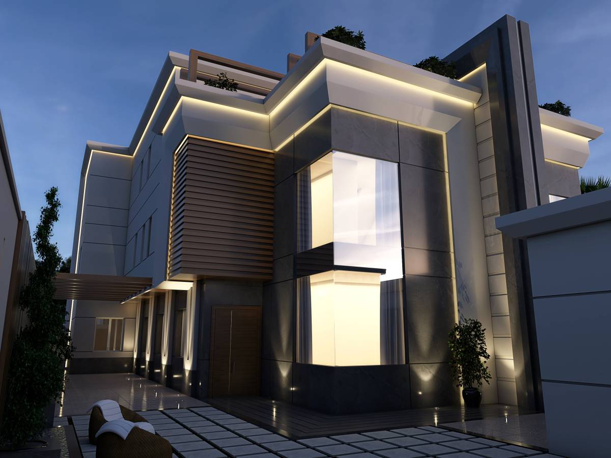 Design project for Designing Facade, boundary wall and landscape for (2 ...