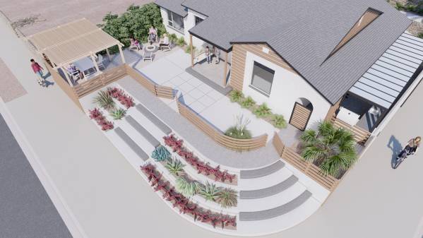 Design project for Front landscape / Side yard entertainment in United ...