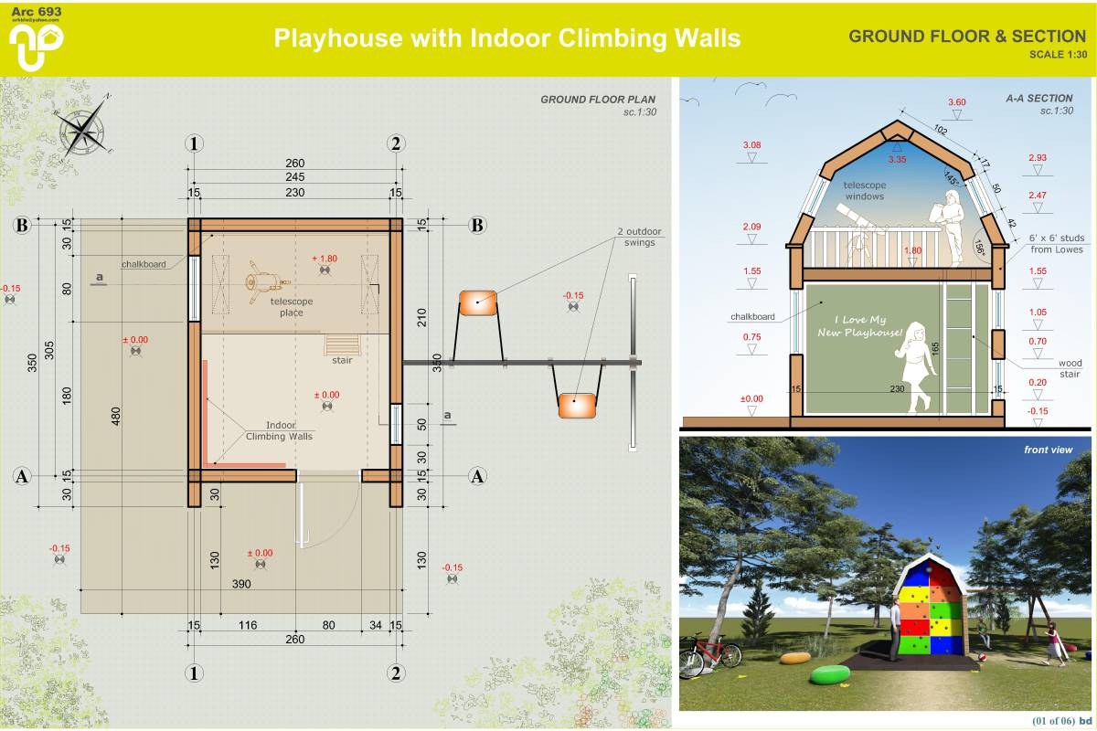 Design project for Playhouse w Climbing Walls in United States | Arcbazar