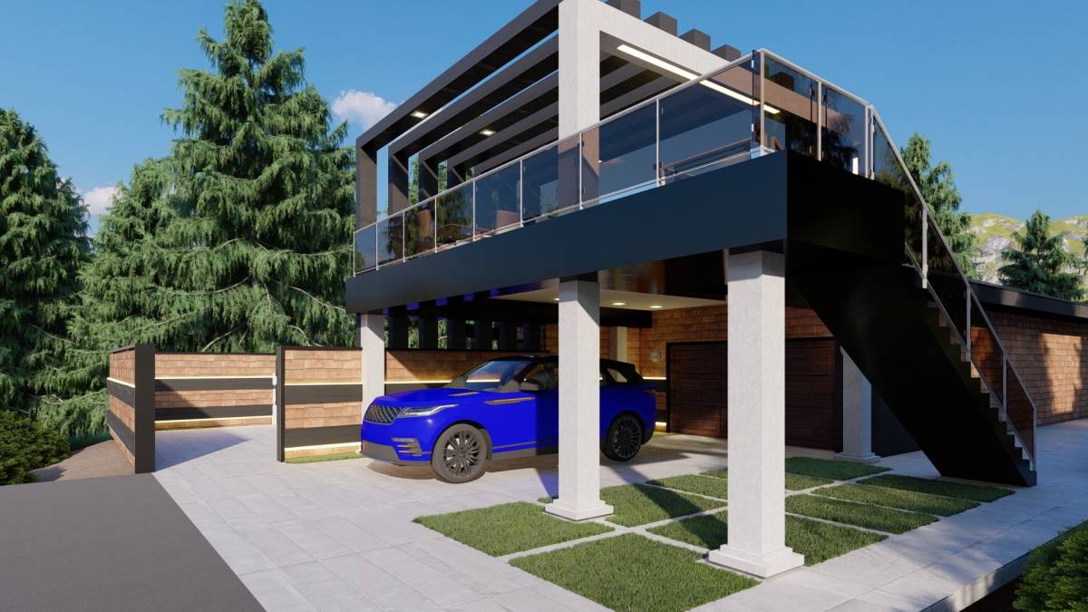 Design project for Modern Exterior + add Carport Rooftop Balcony in ...