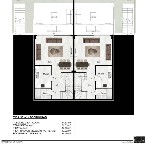 Design project for Design 4 housing types for gated community in Turkey ...