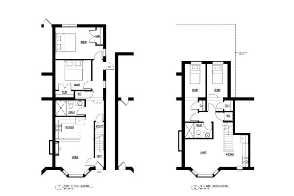 Design project for Layout for two 2-bedroom flats in United Kingdom ...