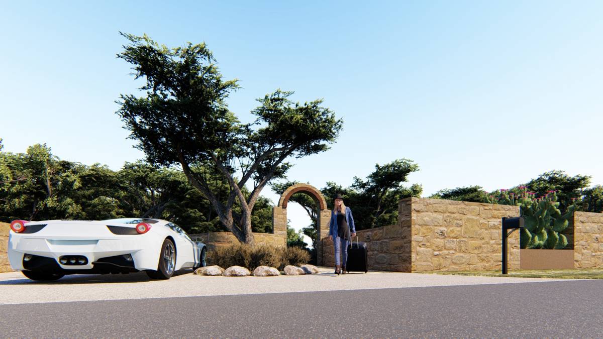 Design project for Texas native cactus and Limestone fence in United ...