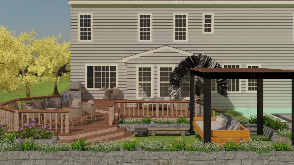 Design project for Deck connecting walk/house to patio in United States ...