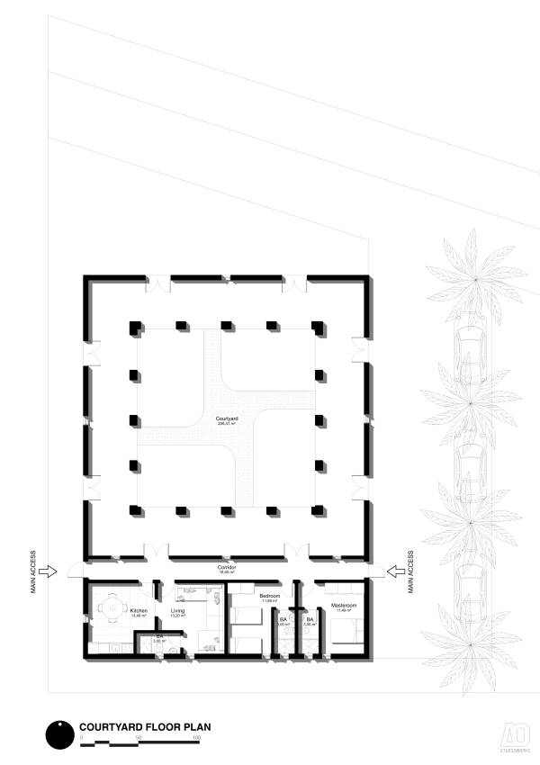 Design project for Small courtyard house plan in Saudi Arabia | Arcbazar