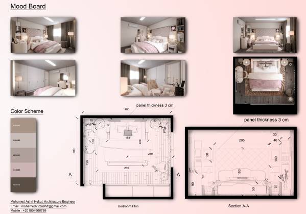 Design project for Furniture and decoration of the bedroom in Romania ...