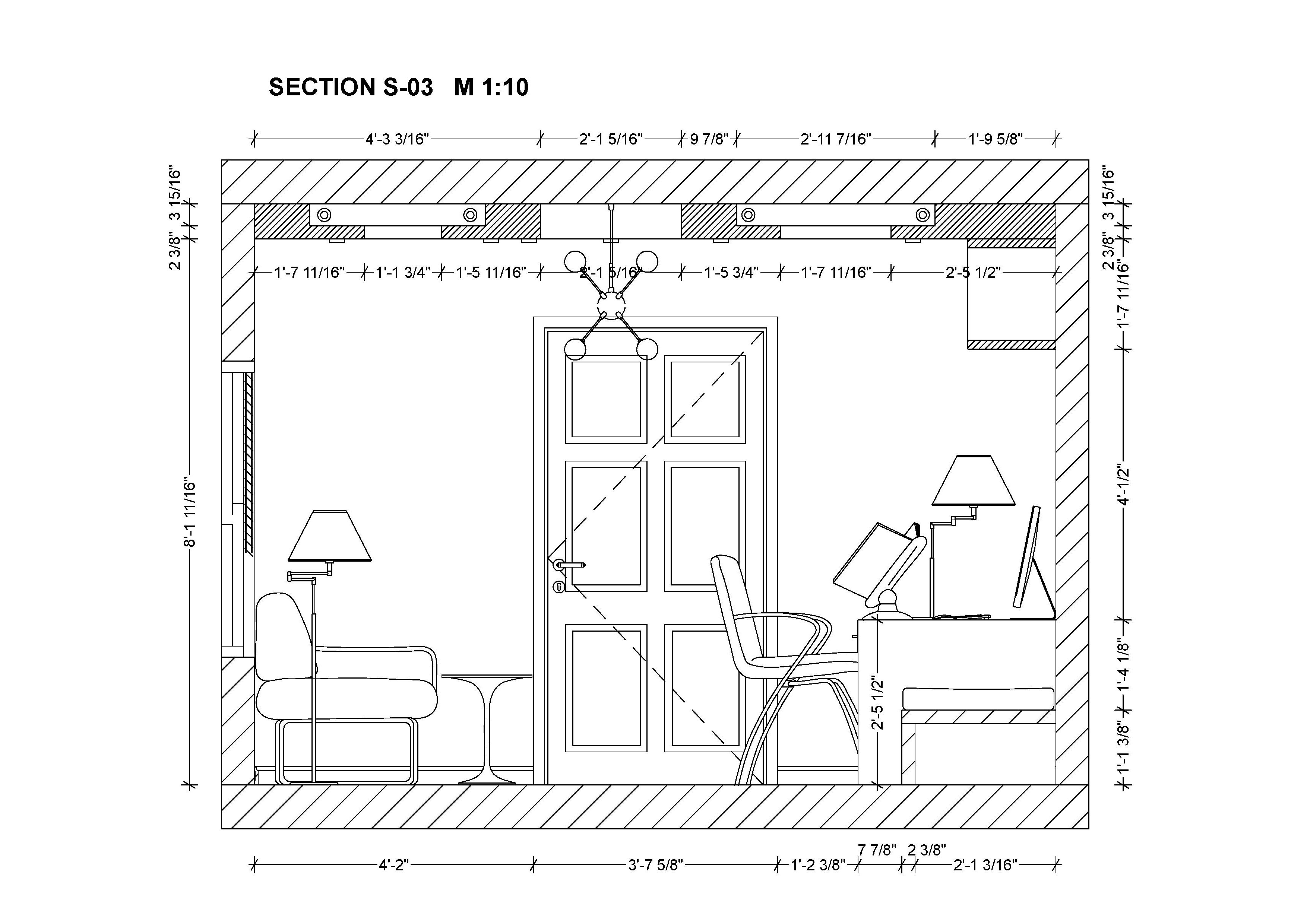 Interior Design Elevation Drawings Sketch Coloring Page