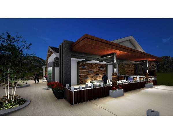 Design project for Front landscape / Side yard entertainment in United ...
