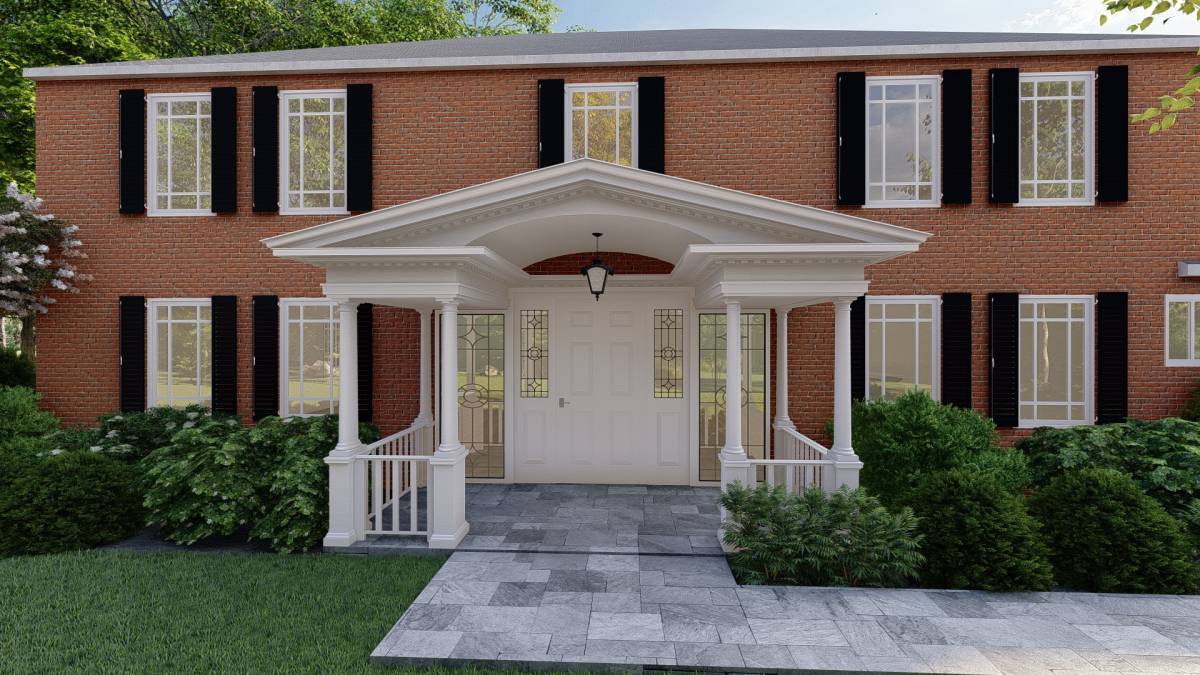 Design project for Red brick colonial: Front Portico Addition in United ...