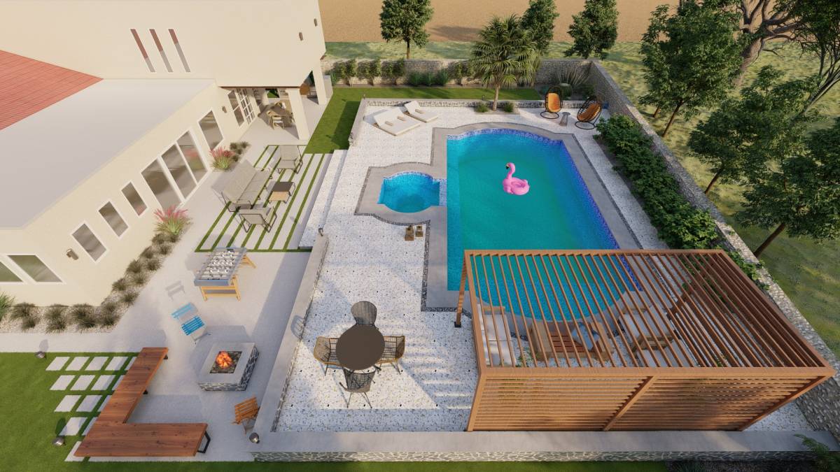 Design project for Home Backyard, Pool Deck Area and Front Patio ...