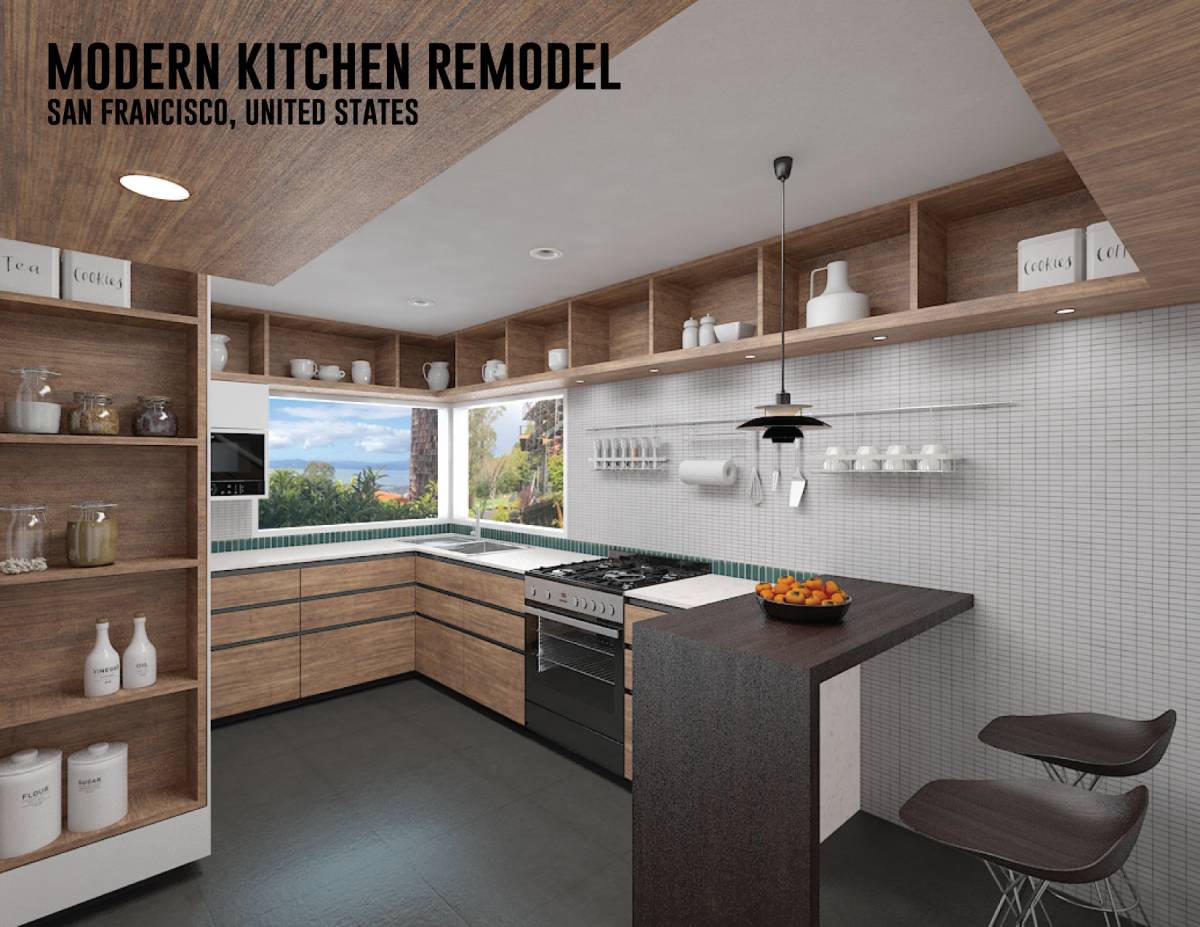 Design project for Modern Kitchen in wood and glass home in United ...