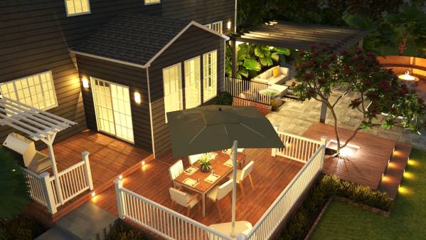 Design project for Deck connecting walk/house to patio in United States ...