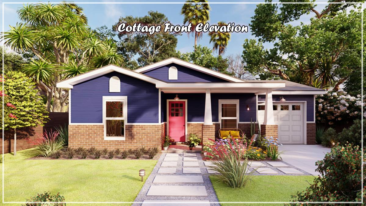 Design project for 1200 sqft Cottage Front Elevation in United States ...
