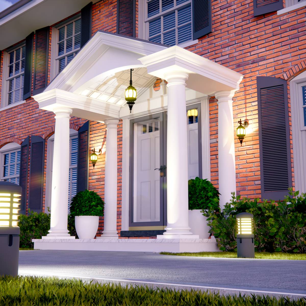 Design project for Red brick colonial: Front Portico Addition in United ...