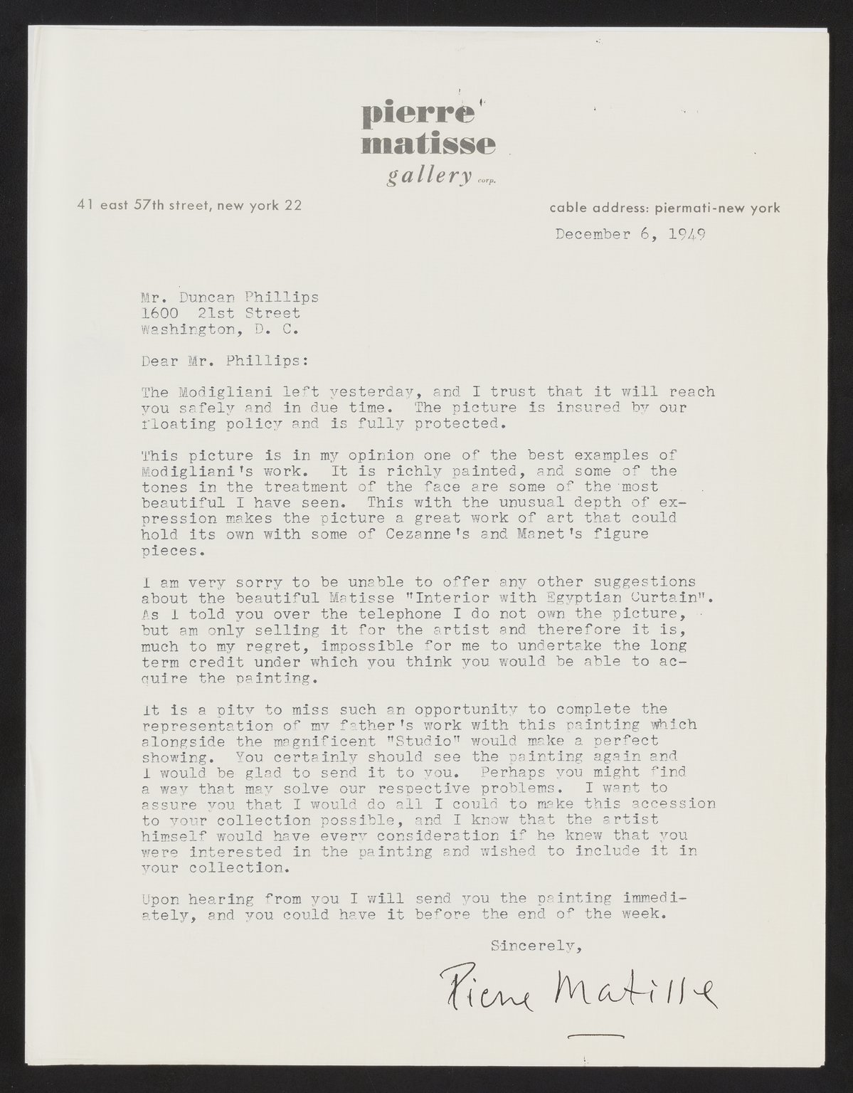 Pierre Matisse Gallery | The Phillips Collection - ArchivesSpace