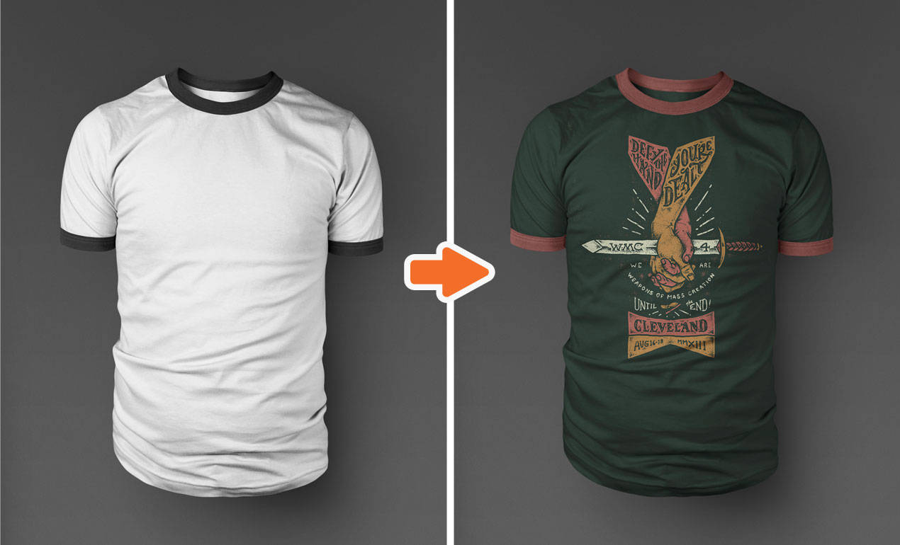 Photoshop Ringer T Shirt Mockup Templates Pack