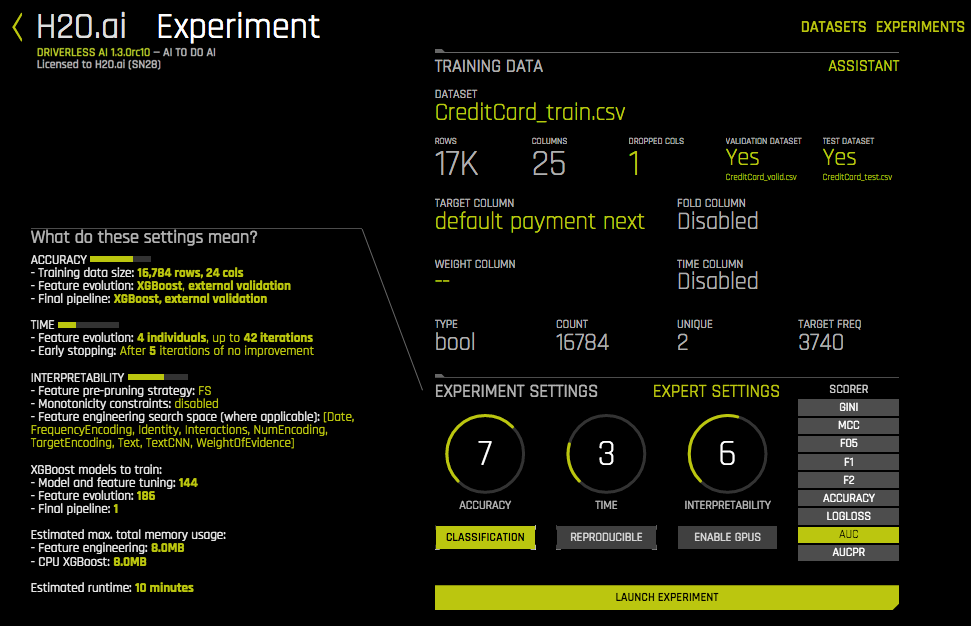 Running an Experiment — Using Driverless AI 1.3.1 documentation