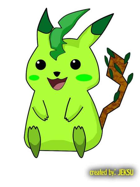 Colored grass type pikachu whole body - Artists&Clients