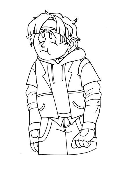 Half body uncolored line art - Artists&Clients