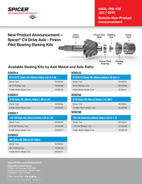 Spicer Pinion Pilot Bearing Staking Tool Kit | Spicer Parts
