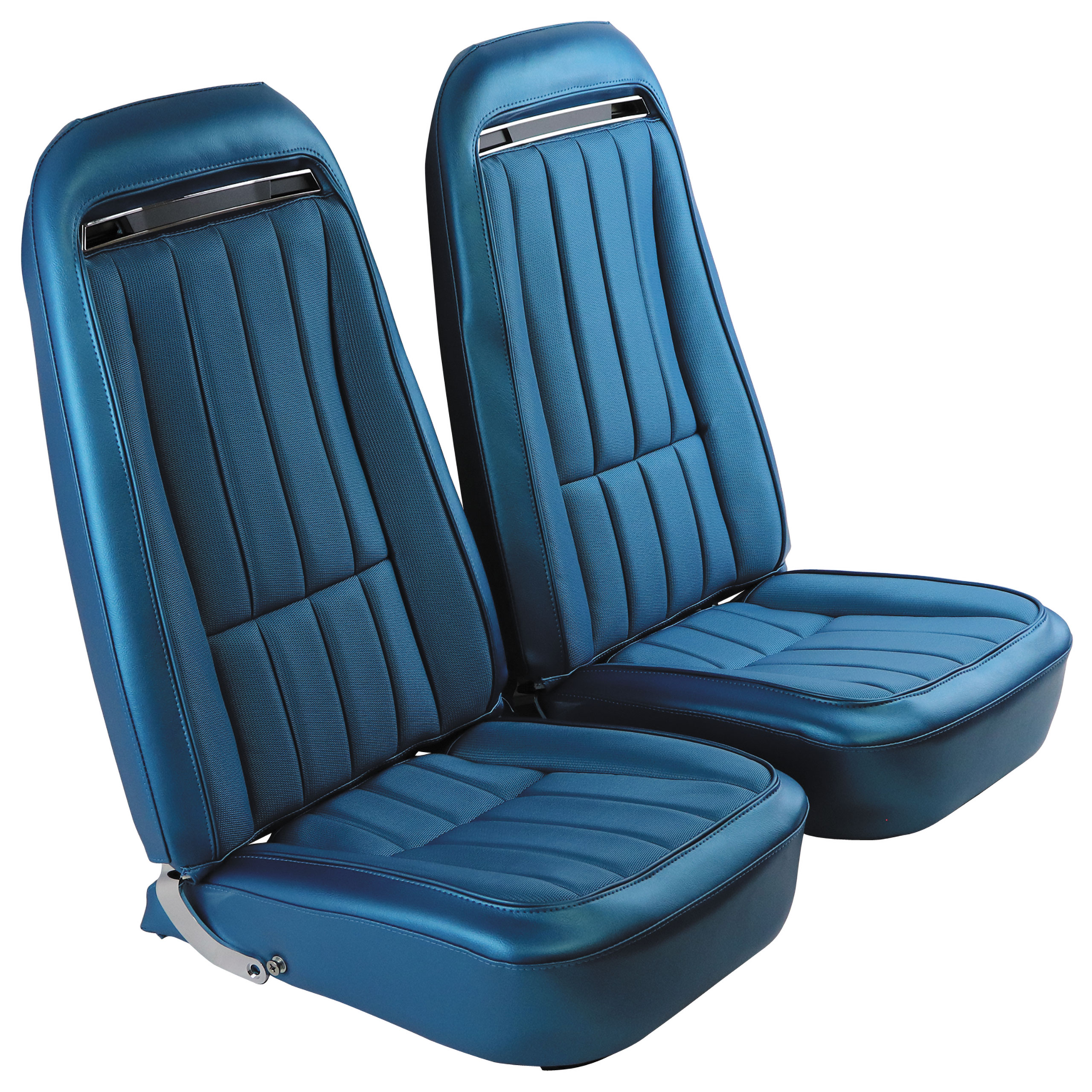 1970 C3 Corvette Mounted Seats Bright Blue Vinyl With Shoulder Harness ...