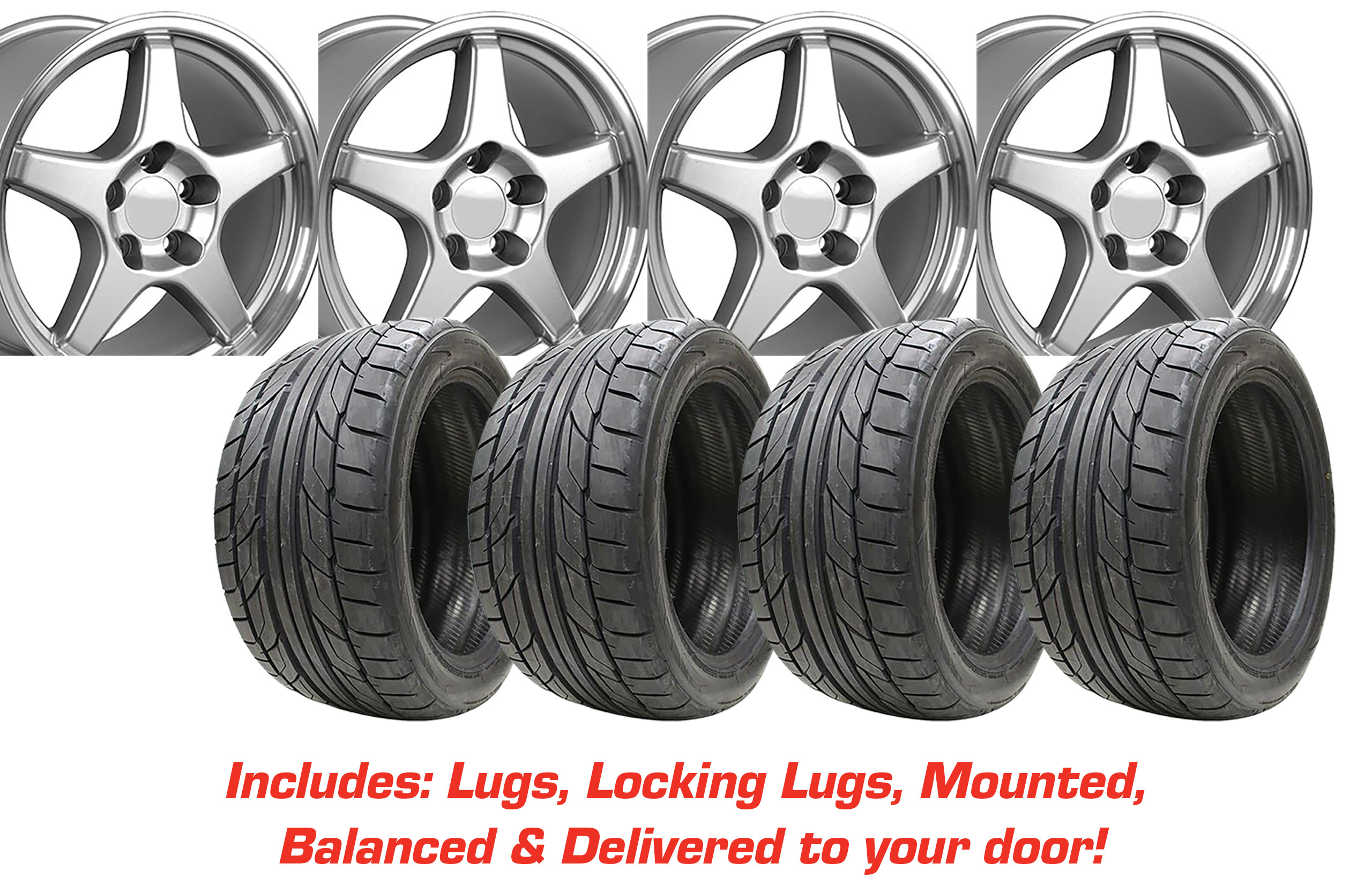 C4 Corvette 1988-1996 17X9.5 Silver Tire/Wheel Pkg - C4 ZR1 Wheel Set ...