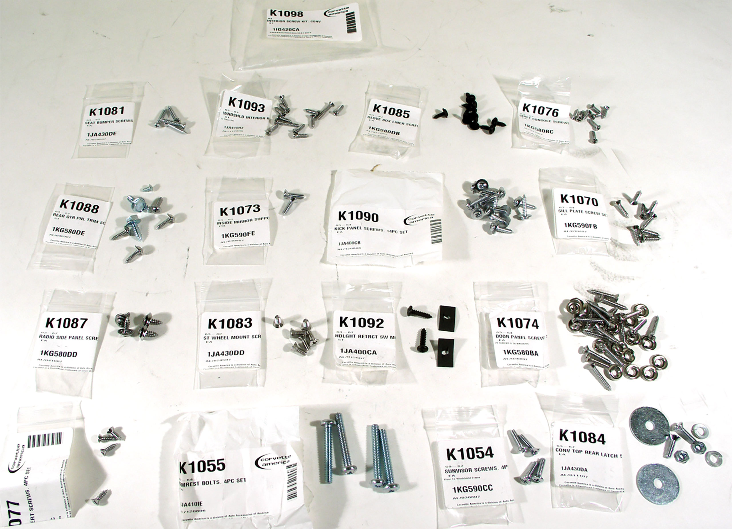 1964 C2 Corvette Interior Screw Kit Convertible -SouthernCarParts.com ...