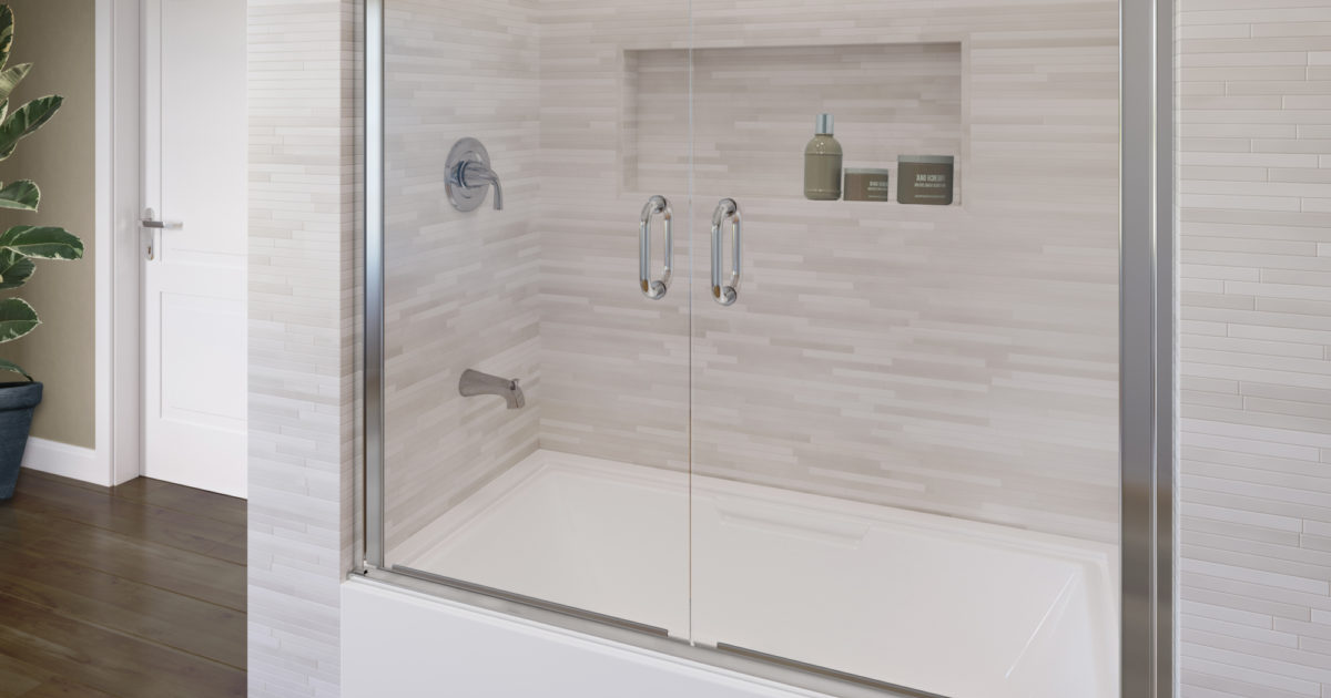 Infinity Semi-Frameless 1/4-inch Glass French Swing Bath Tub Doors ...
