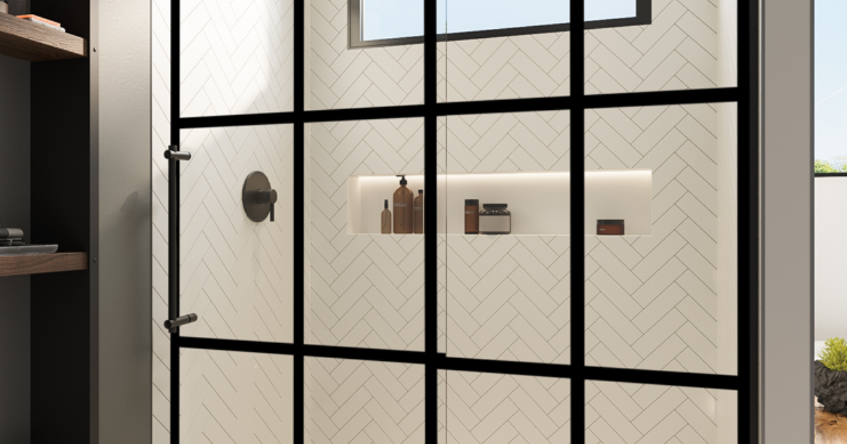 Rolaire GridGlass Frameless 3/8-inch Glass Rolling Door & Panel Shower Door | Basco Shower Doors