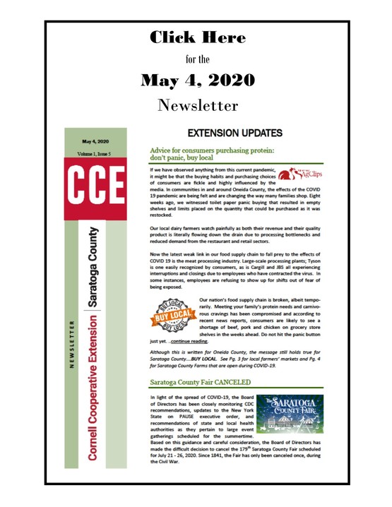 Cornell Cooperative Extension | CCE Saratoga Newsletter