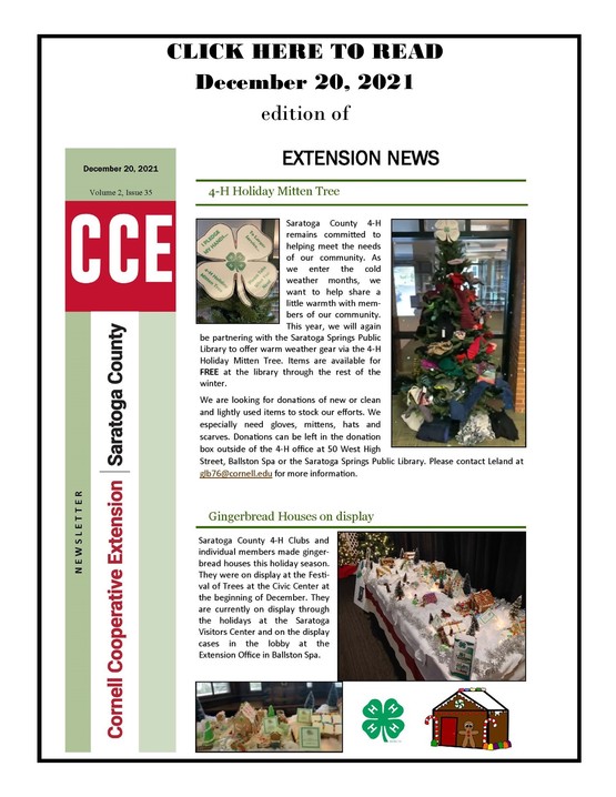 Cornell Cooperative Extension | CCE Saratoga Newsletter