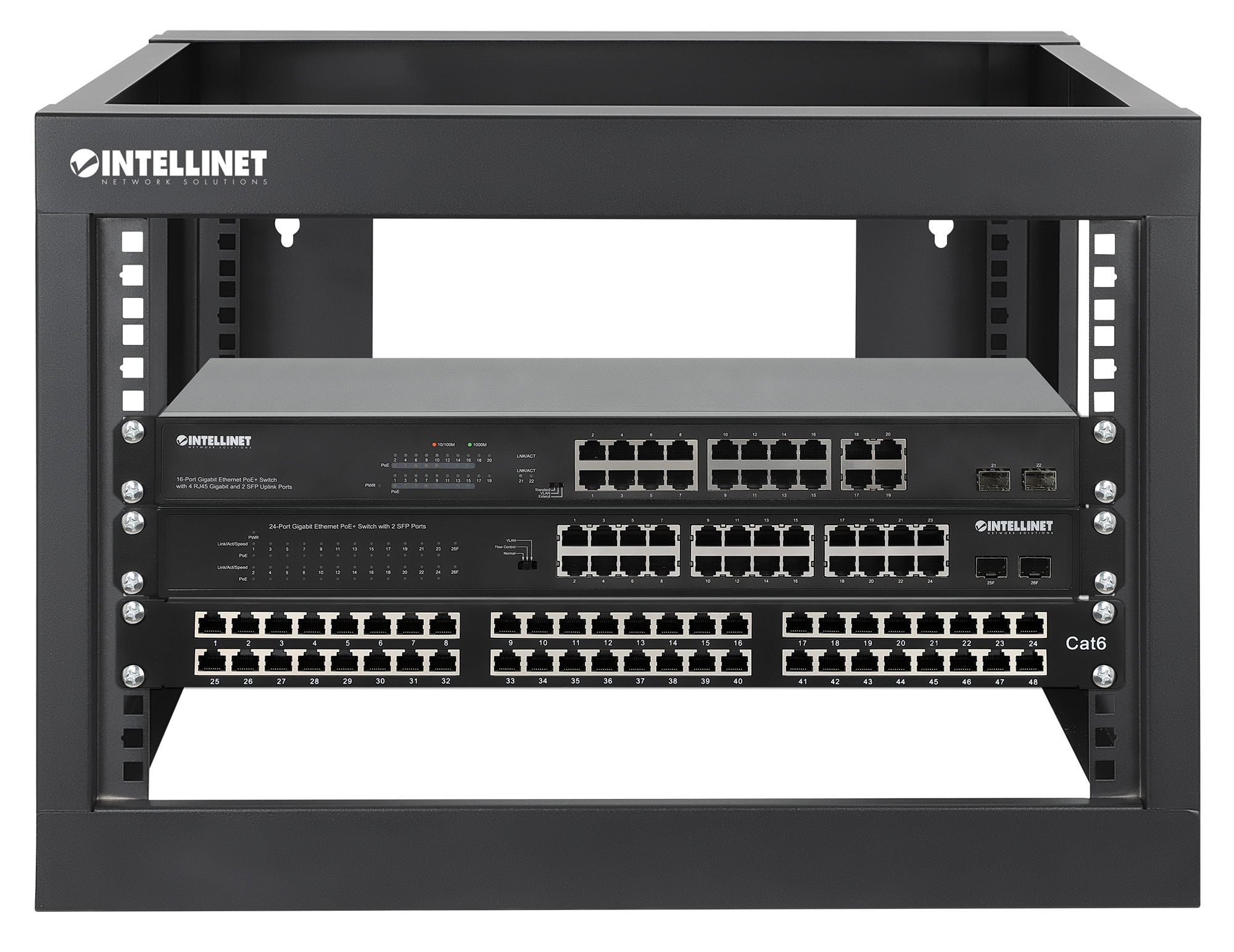 Intellinet 19" Wall Mount 4-Post Open Frame Network Rack, 6U (716031)