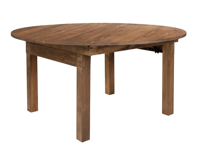 Round Rustic Farm Table | Mutton Party and Tent Rental