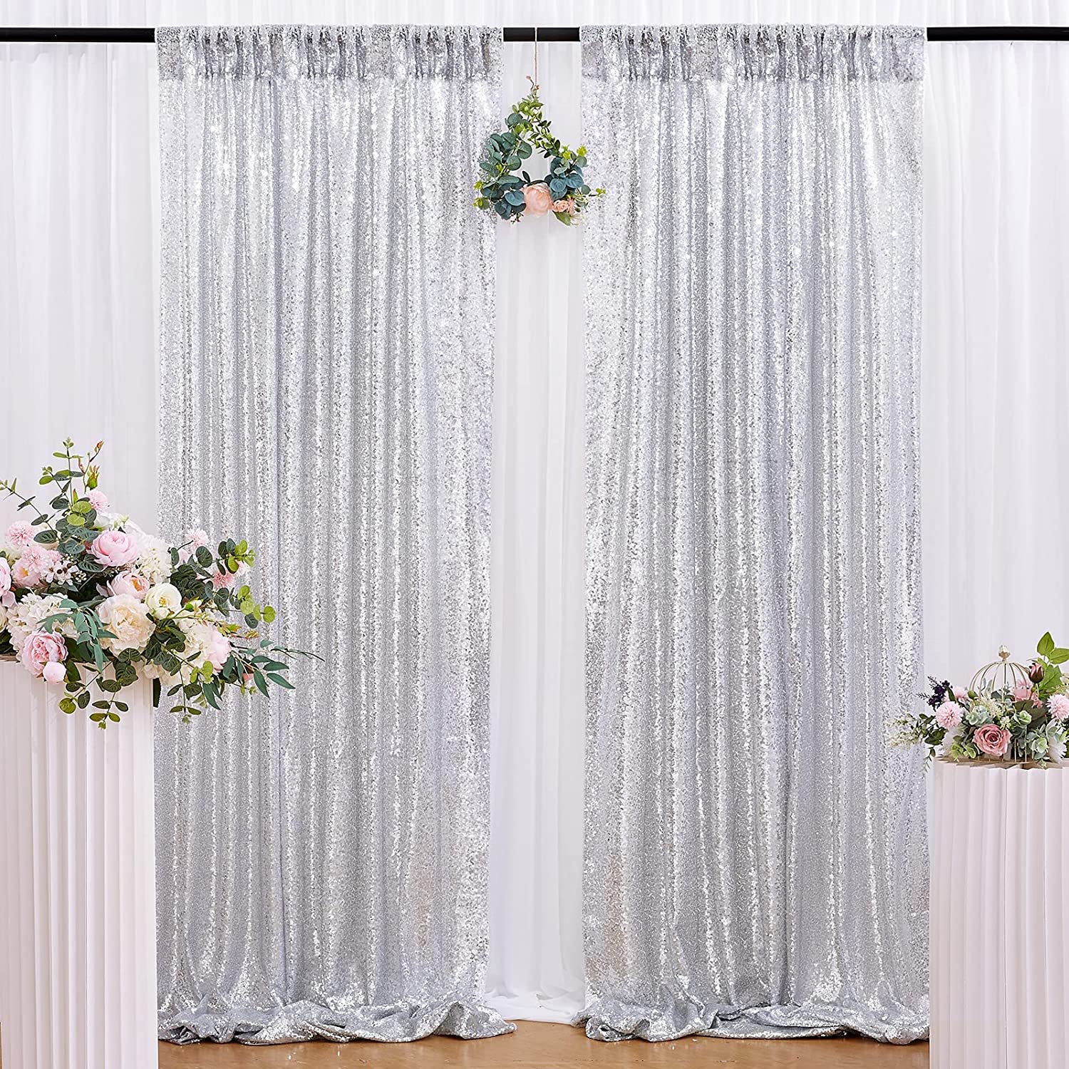 Sequin Drape Panels - Silver | Mutton Party and Tent Rental