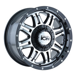 Ion Alloy Wheels 186 - Black W/Machined Face Rim Wheel Size 16x8 ...