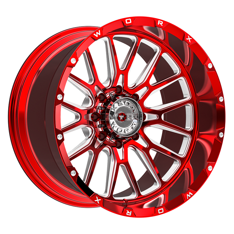 Worx Wheels WF818RT - Polished, Red Tint, Milled Accents, Lip Logo Rim ...