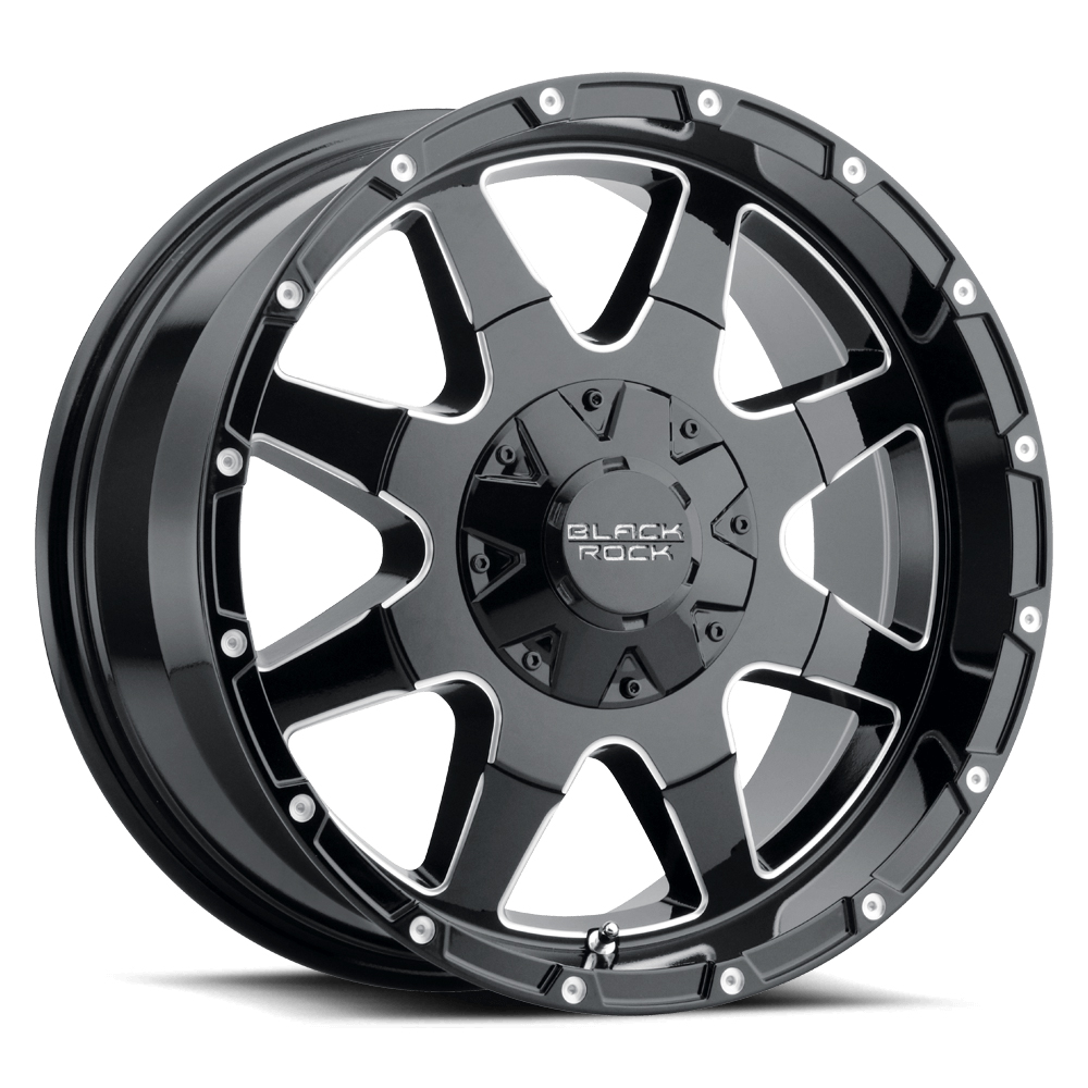 Black Rock Wheels Black Rock 904B - Gloss Black/Milled Edges Rim Wheel ...