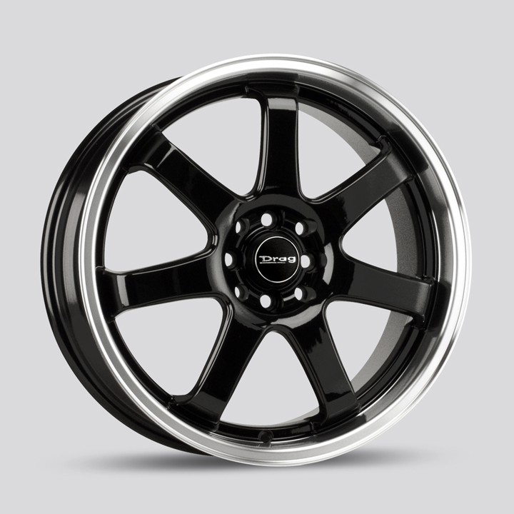 Drag Wheels DR35 - Gloss Black with Machined Lip Rim Wheel Size 17x7.5 ...